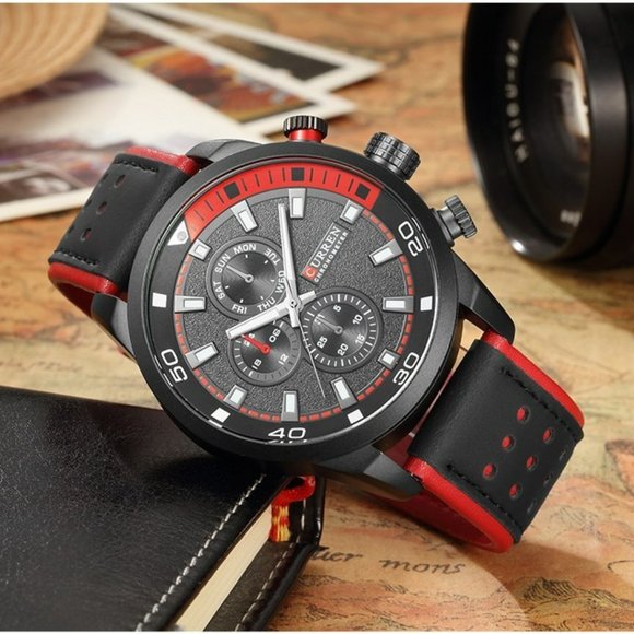 Cuurren Jurassic | Accessories | Mens Quartz Red And Black Curren ...